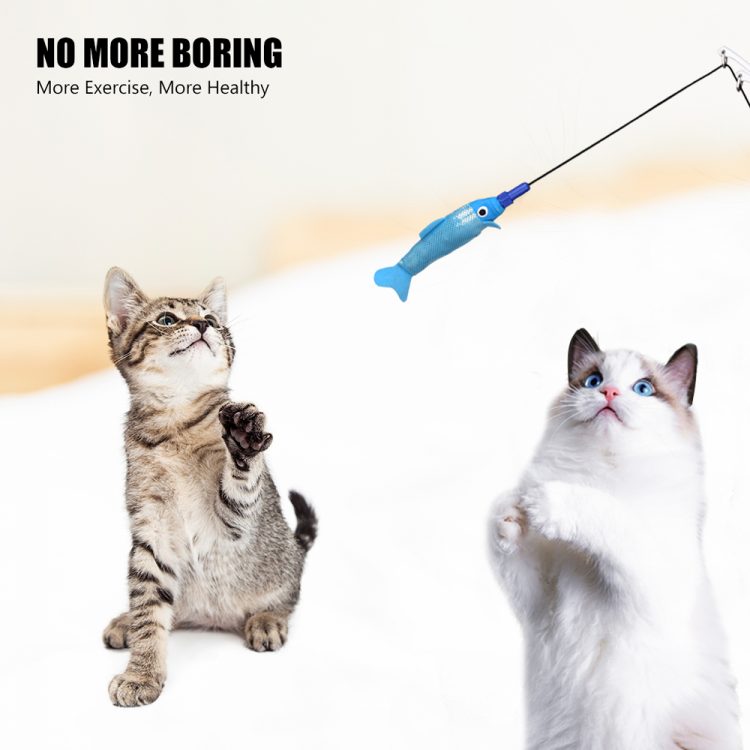 Cat Toys Cat Fishing Pole Toy Retractable - Fishing Rod Cat Toys (Cat ...